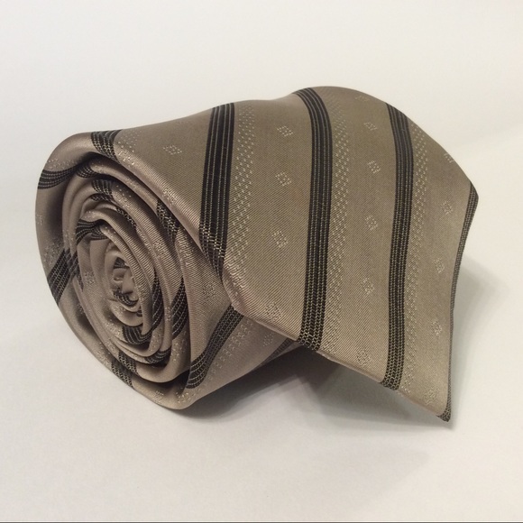Angelo Rossi | Accessories | Angelo Rossi Tan Black Stripe Tie | Poshmark